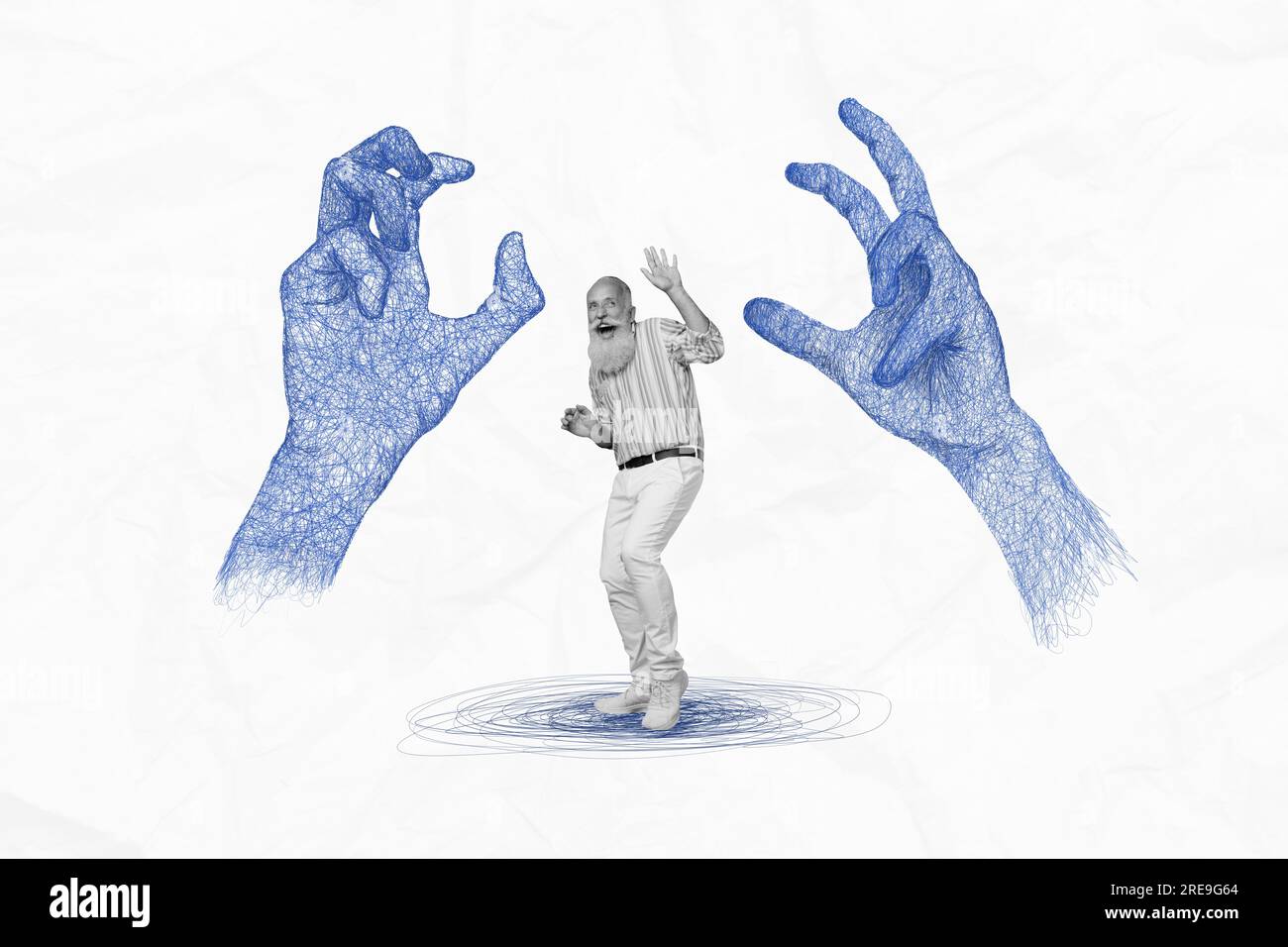 Poster picture image collage of two big human arm catch crazy scared ...