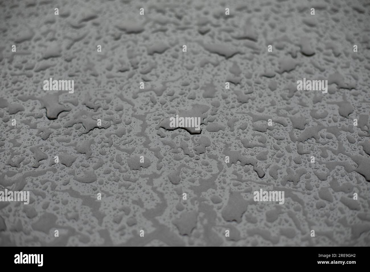 Raindrops on surface. Details of rain. Wet glass. Shades of gray in ...