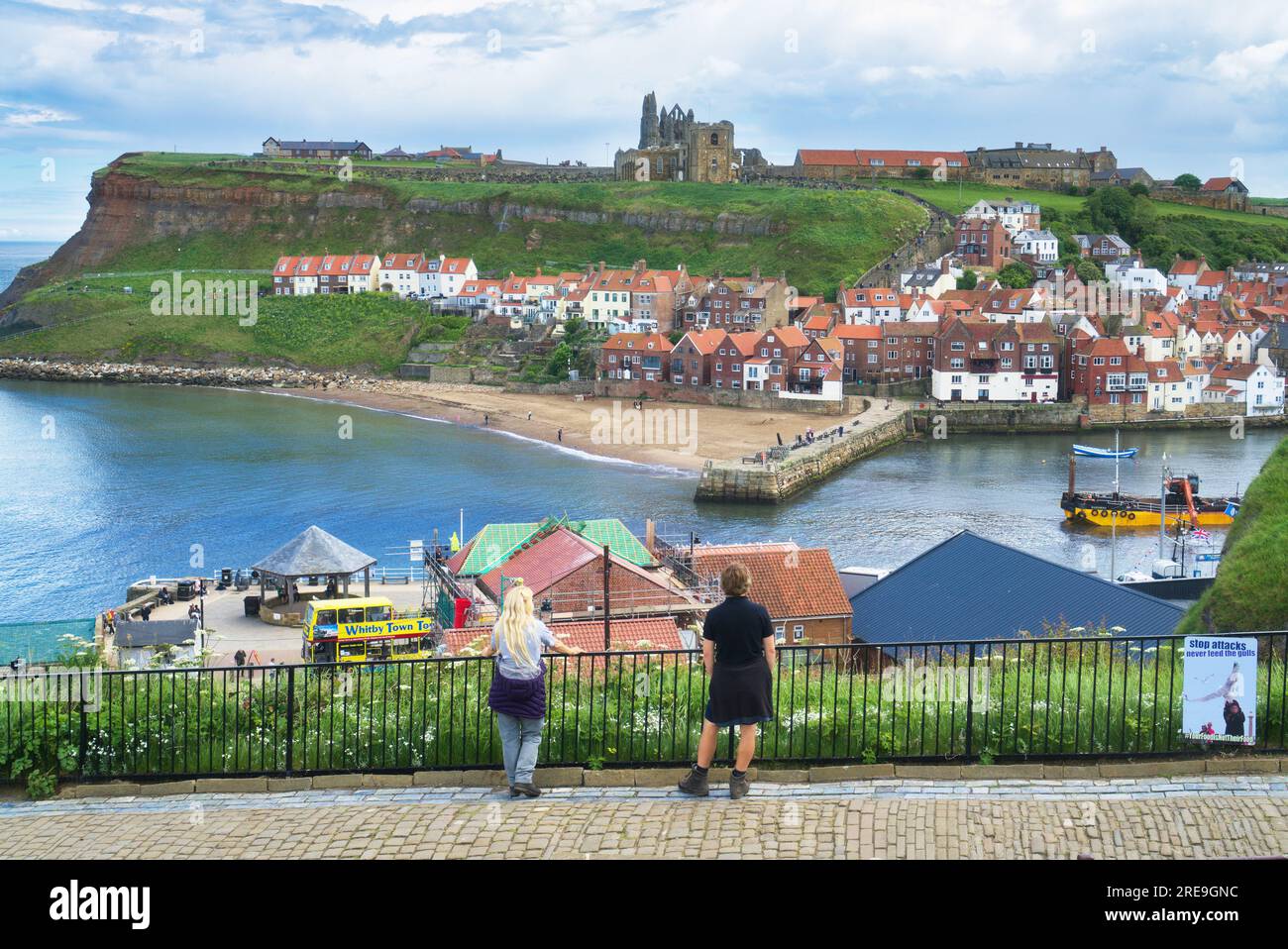 Looking from Whalebone arch in Whitby, North Yorkshire, over the river ...