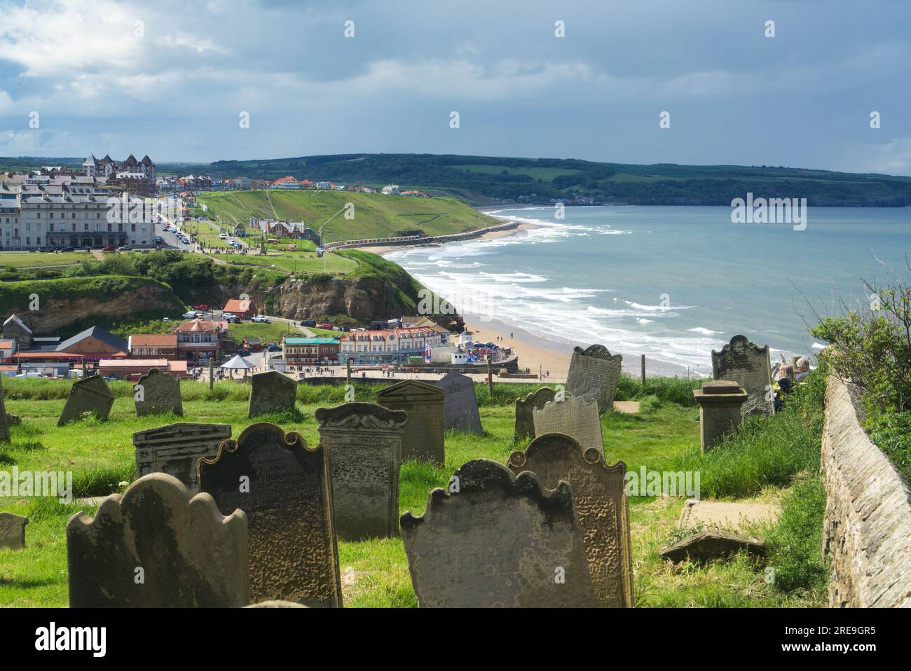 Whitby, Looking north up Yorkshire coast, from graveyard at Church of ...