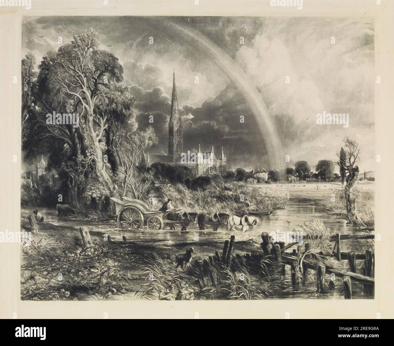 Salisbury Cathedral 1837 by David Lucas Stock Photo - Alamy