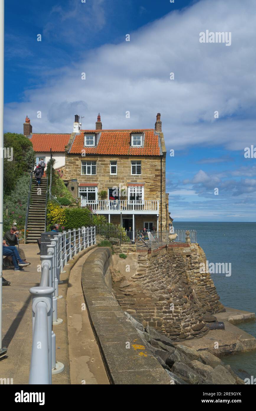 Robin Hood's Bay, looking north. Shows Cleveland WAY path along ...