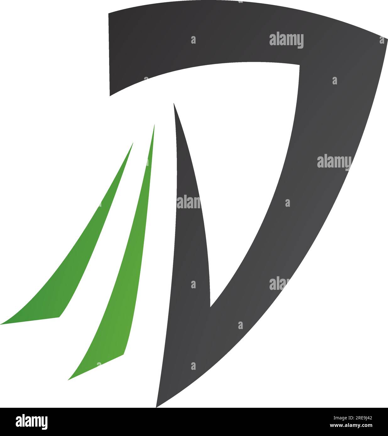 Black and Green Letter D Icon with Tails on a White Background Stock ...