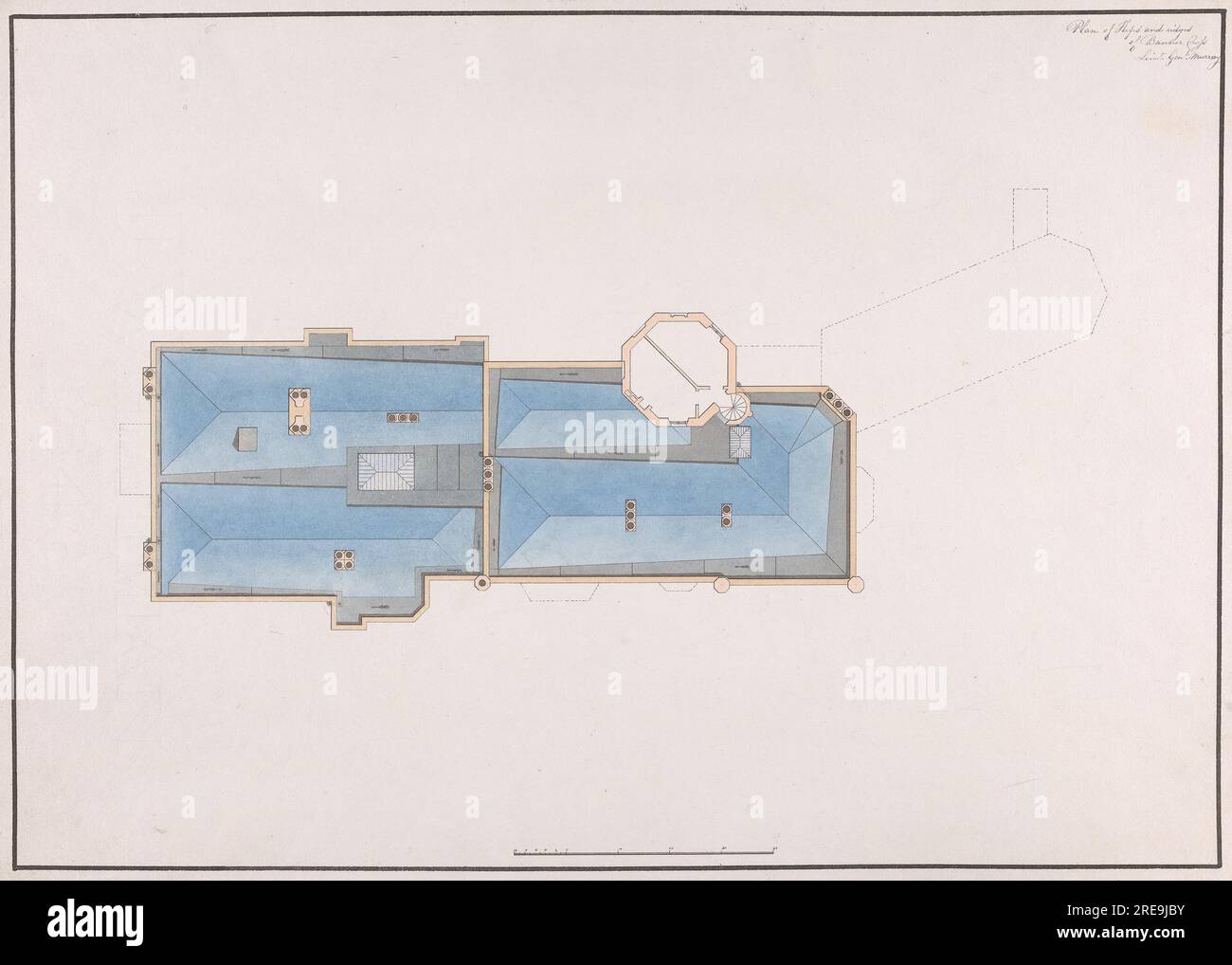 Banner Cross Hall, Sheffield: Roof Plan circa 1819 by Jeffry Wyatville ...
