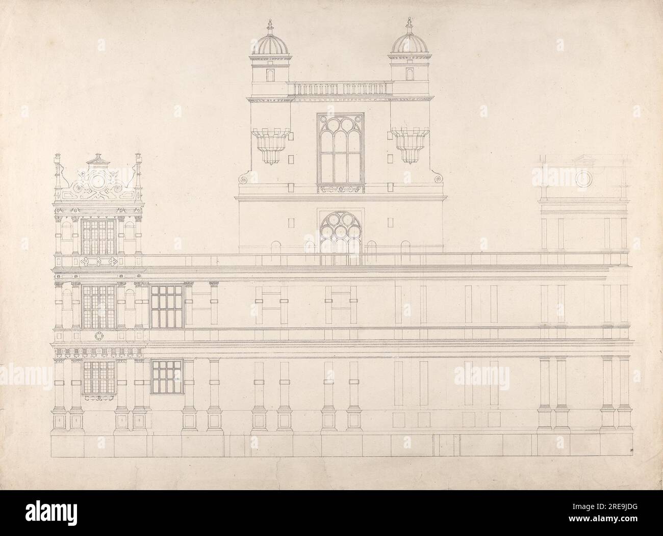 Wollaton Hall, Nottingham: Elevation circa 1801 by Jeffry Wyatville ...