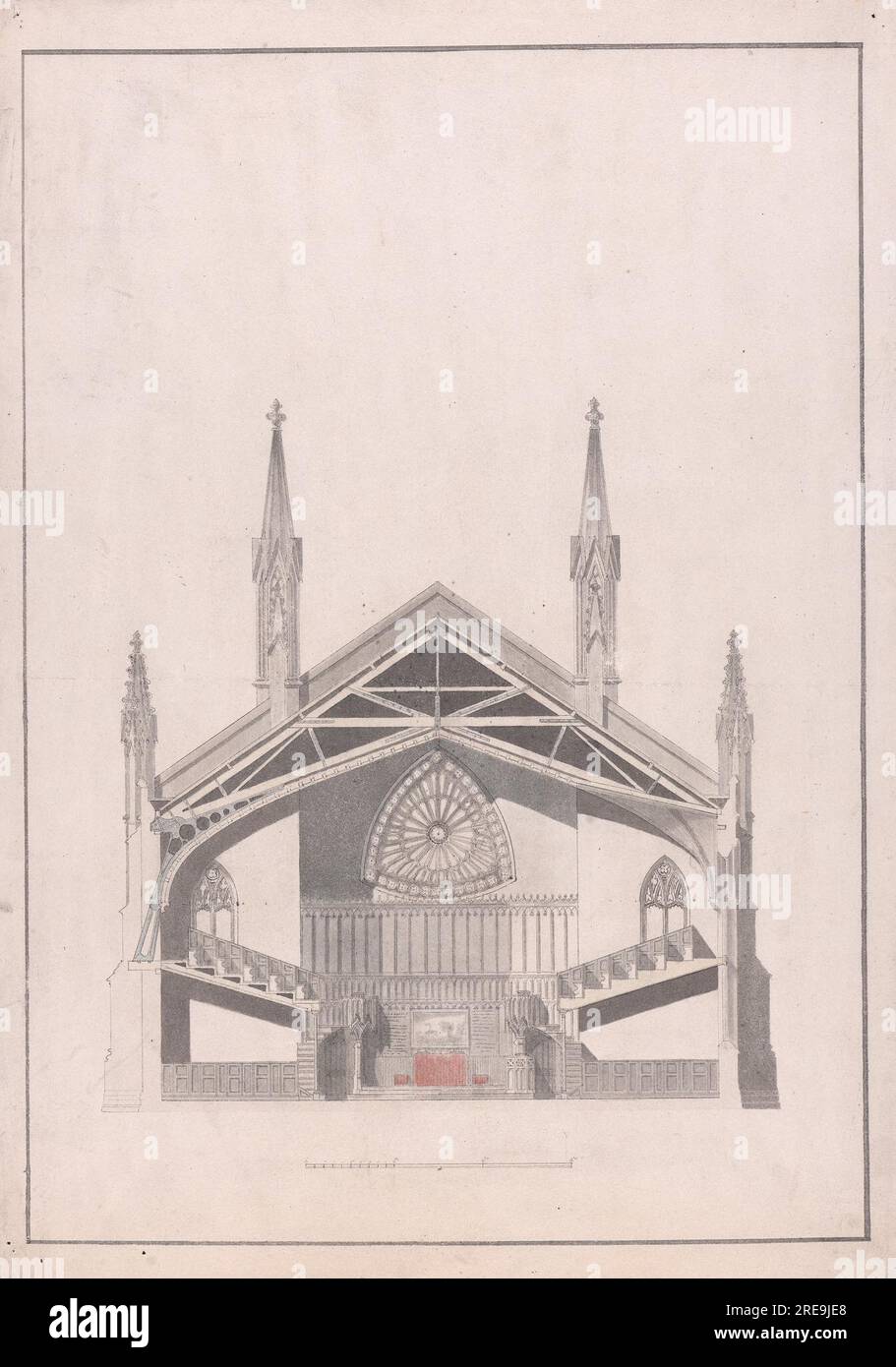 Design for a Small Gothic Church: Section by Jeffry Wyatville Stock ...