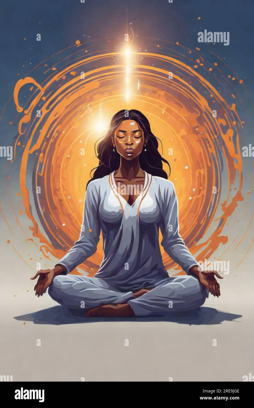 Woman Meditating Art