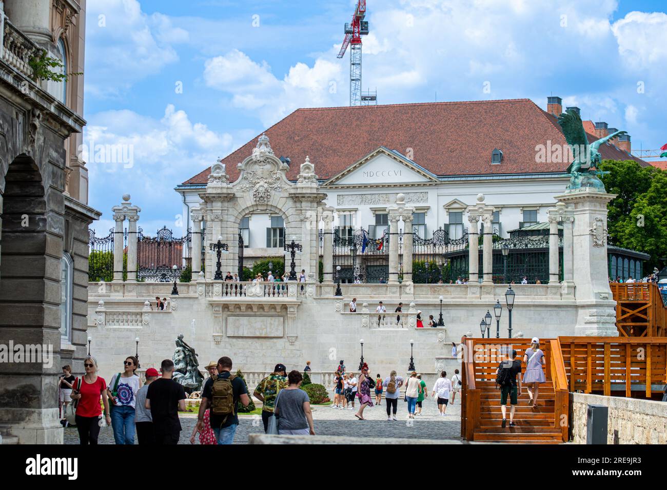 BUDAPEST, HUNGARY - JULY 7, 2023: Tourists walking to Castle Royal ...