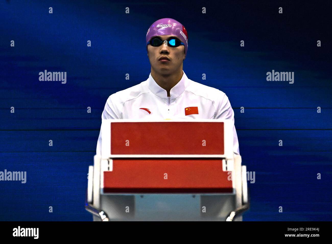 Fukuoka, Japan. 26th July, 2023. Wang Shun of China reacts before the ...