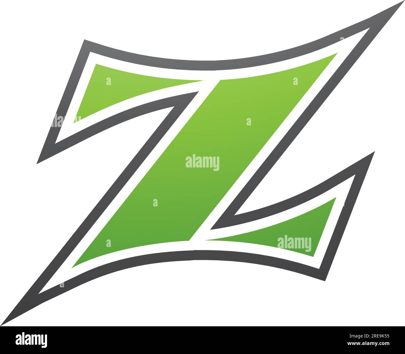 Green and Black Arc Shaped Letter Z Icon on a White Background Stock ...