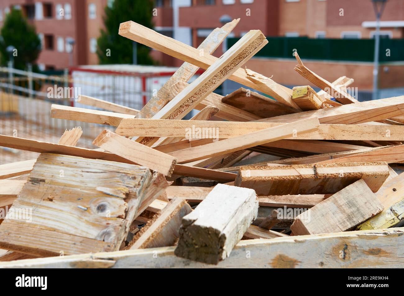 wood waste from construction prepared for recycling Stock Photo - Alamy