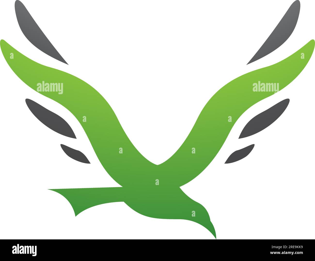 Green and Black Bird Shaped Letter V Icon on a White Background Stock ...
