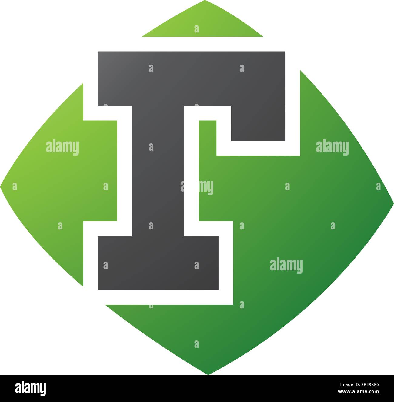 Green and Black Bulged Square Shaped Letter R Icon on a White ...