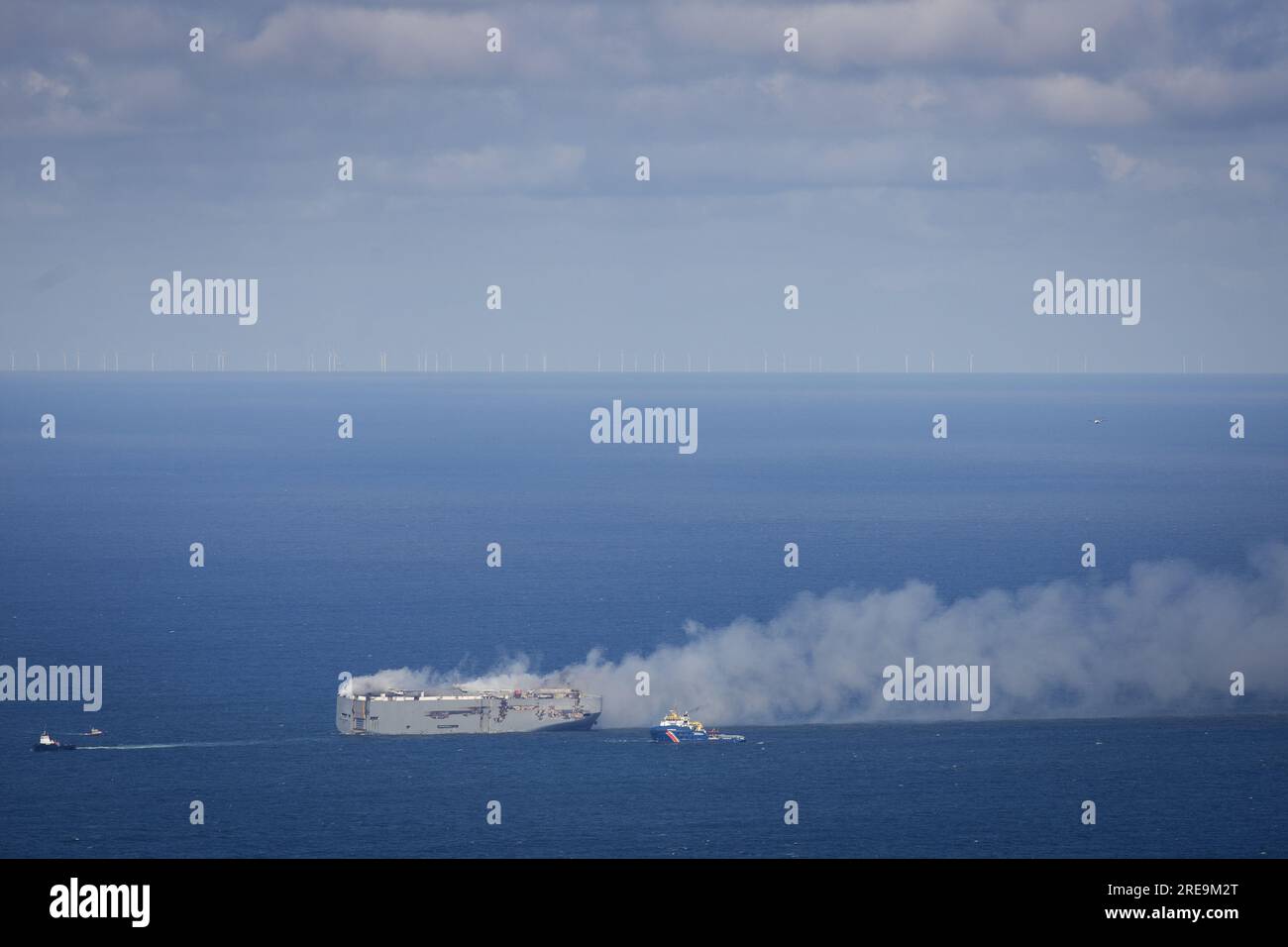 NORTH SEA - The Fremantle Highway on fire in the North Sea above ...