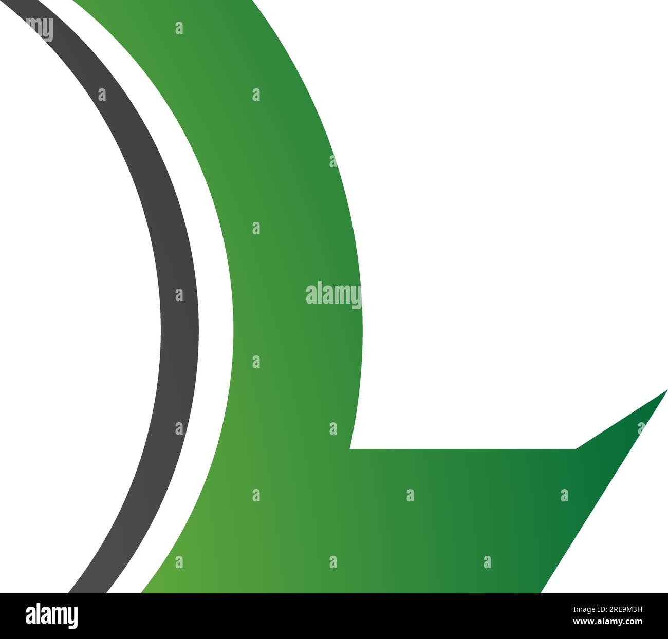 Green and Black Concave Lens Shaped Letter L Icon on a White Background ...