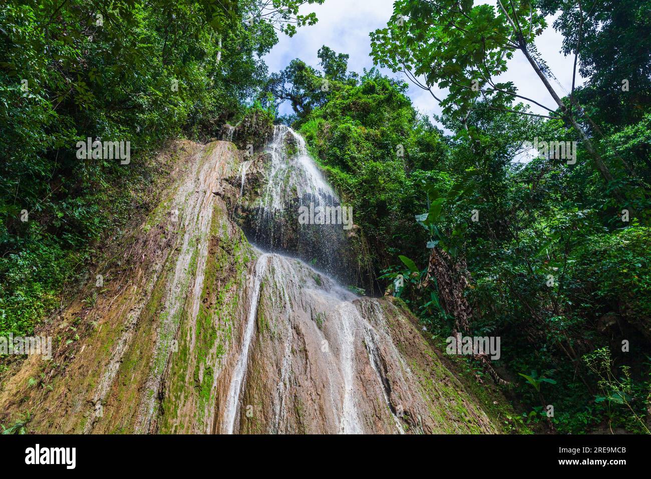 Natural landscape with waterfall in tropic forest of Samana, Dominican ...