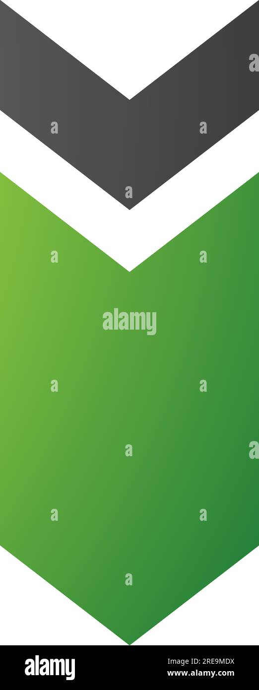 Green and Black Down Facing Arrow Shaped Letter I Icon on a White ...