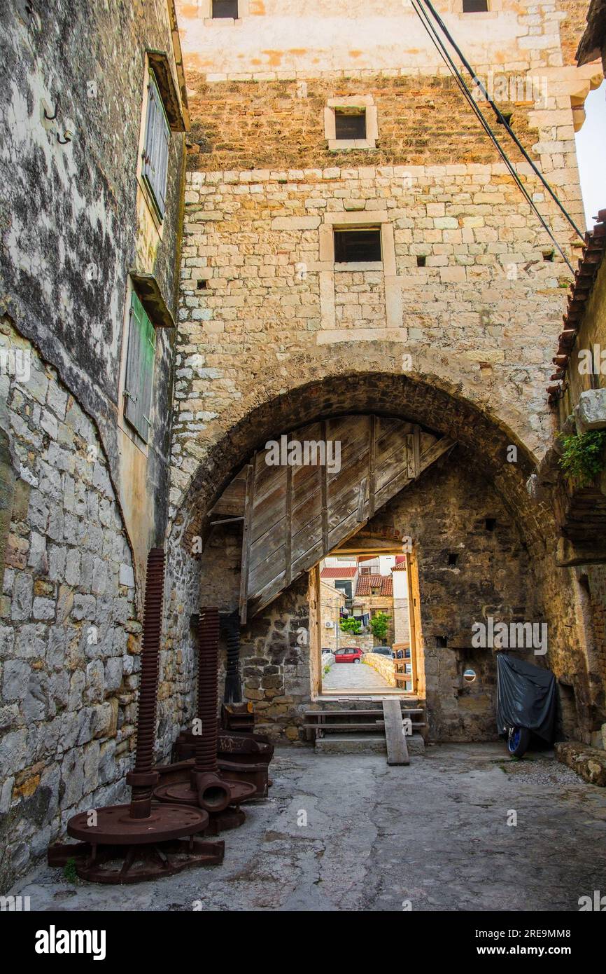 The entrance gate of Kastilac, a 16th century residential island fort ...
