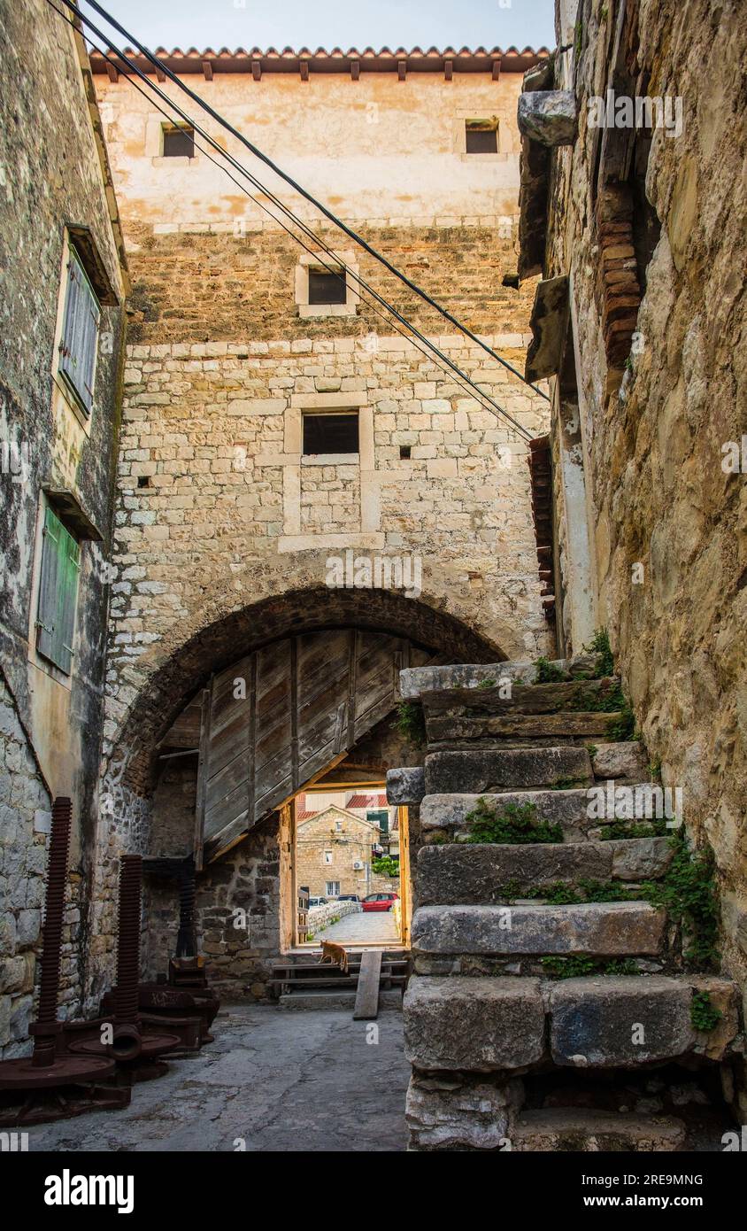 The entrance gate of Kastilac, a 16th century residential island fort ...