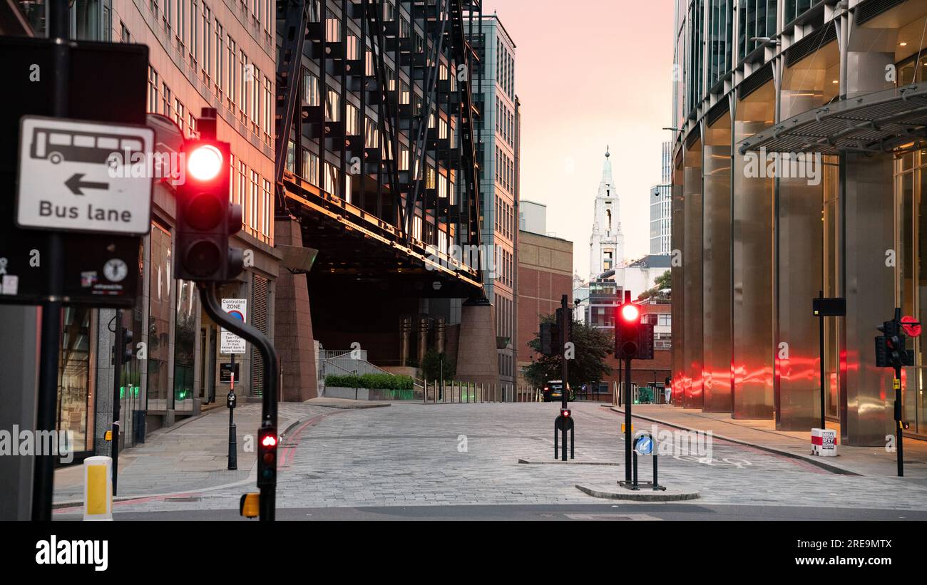 Sunset reflected on buildings in East London, England Stock Photo - Alamy