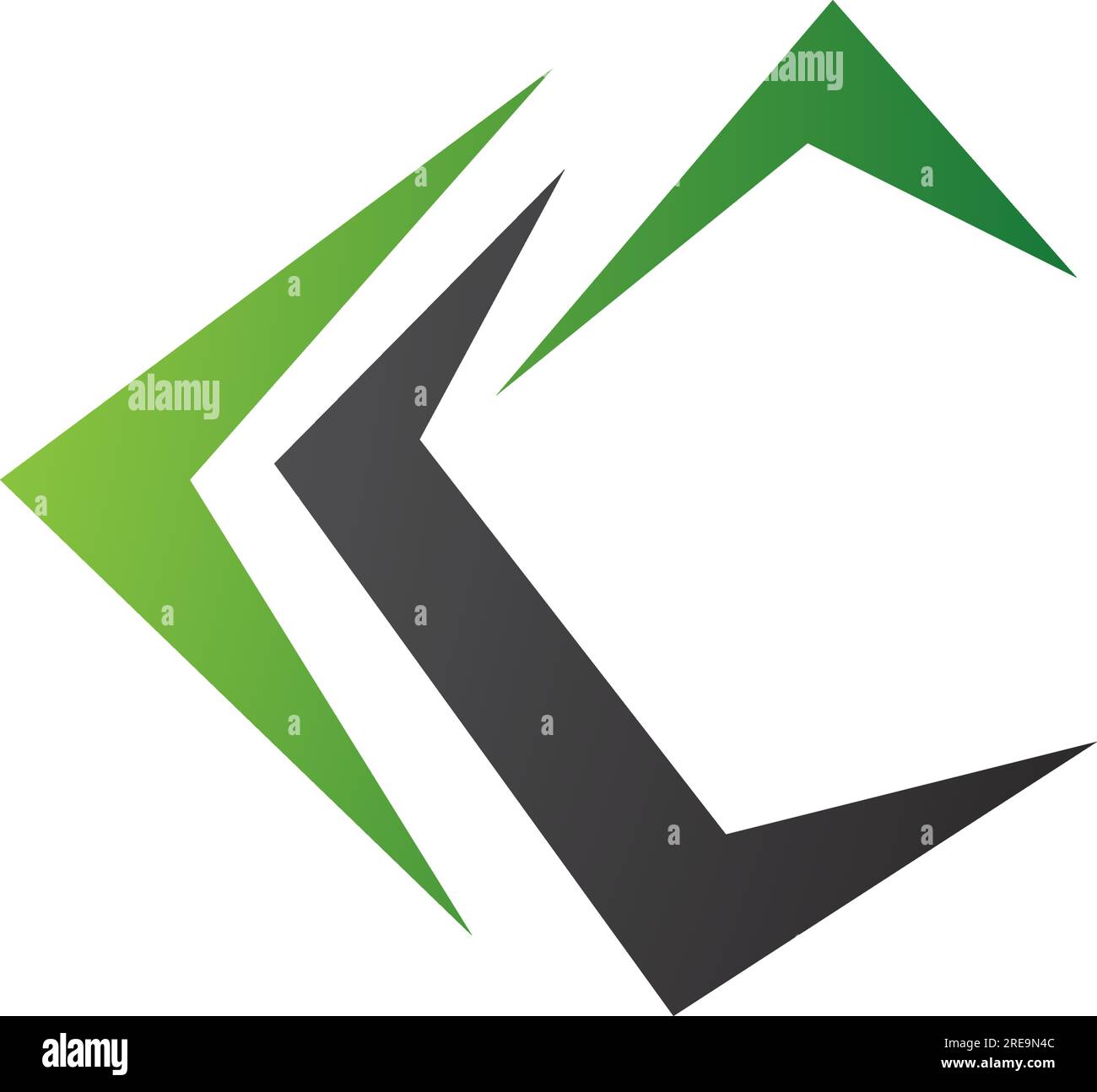 Green and Black Letter C Icon with Pointy Tips on a White Background ...