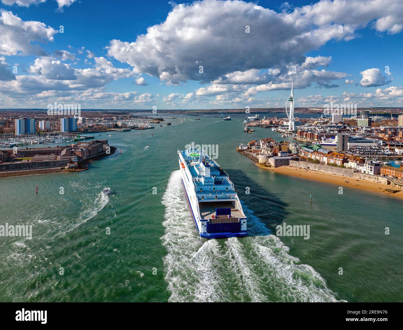 The cross-Channel ferry Santona entering Portsmouth Harbour Stock Photo ...