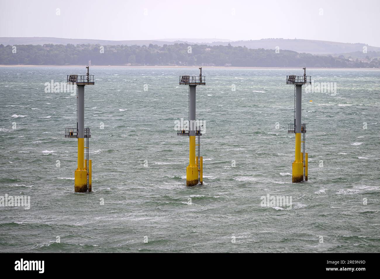 Three of the 14 navigational lights that help guide the Queen Elizabeth ...
