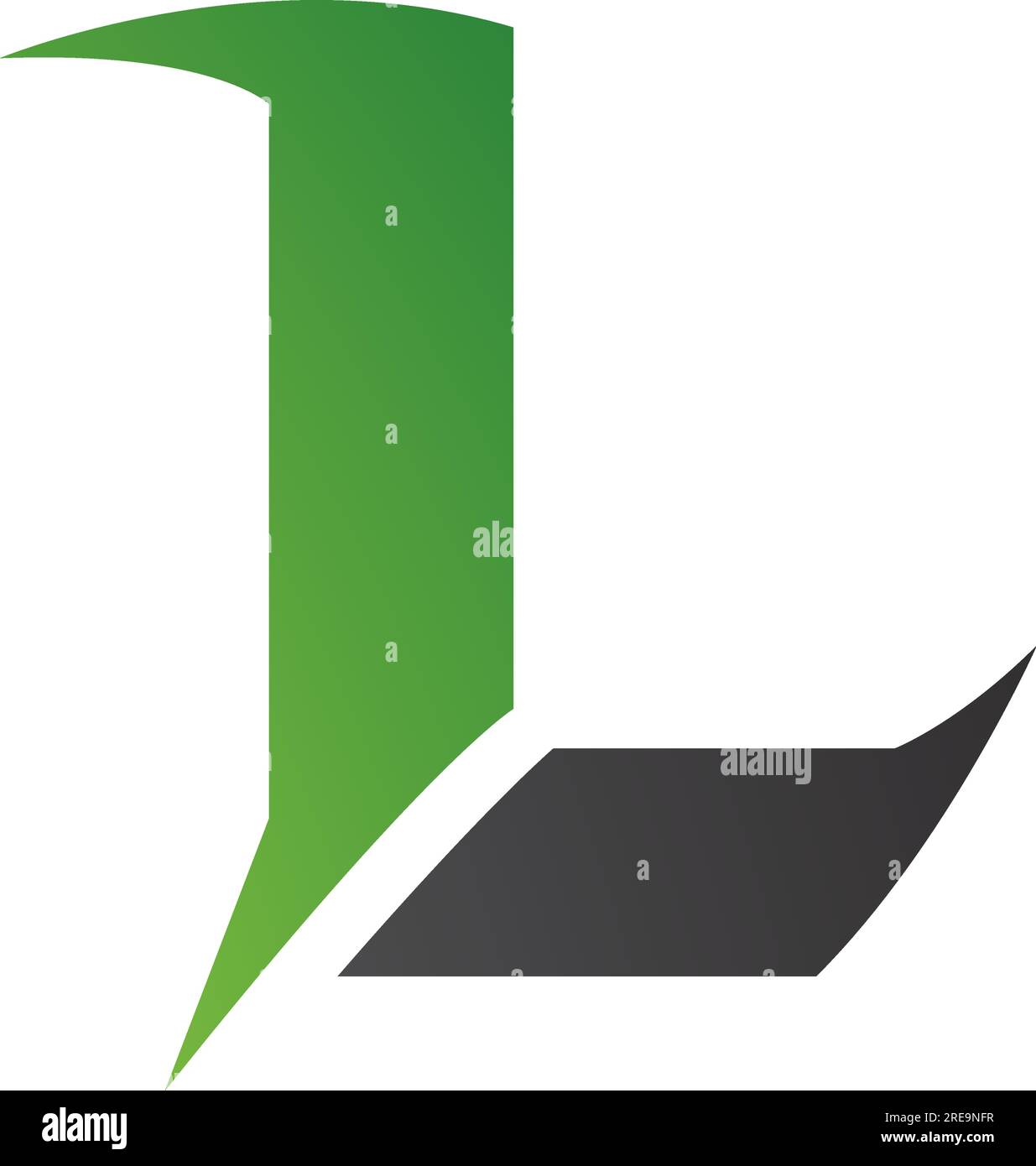 Green and Black Letter L Icon with Sharp Spikes on a White Background ...