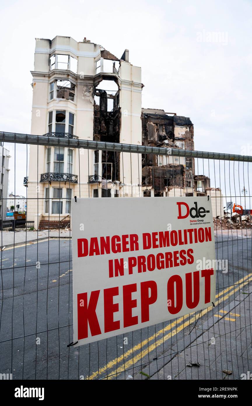 Brighton UK 26th July 2023 - Burnt out rooms revealed at The Royal ...