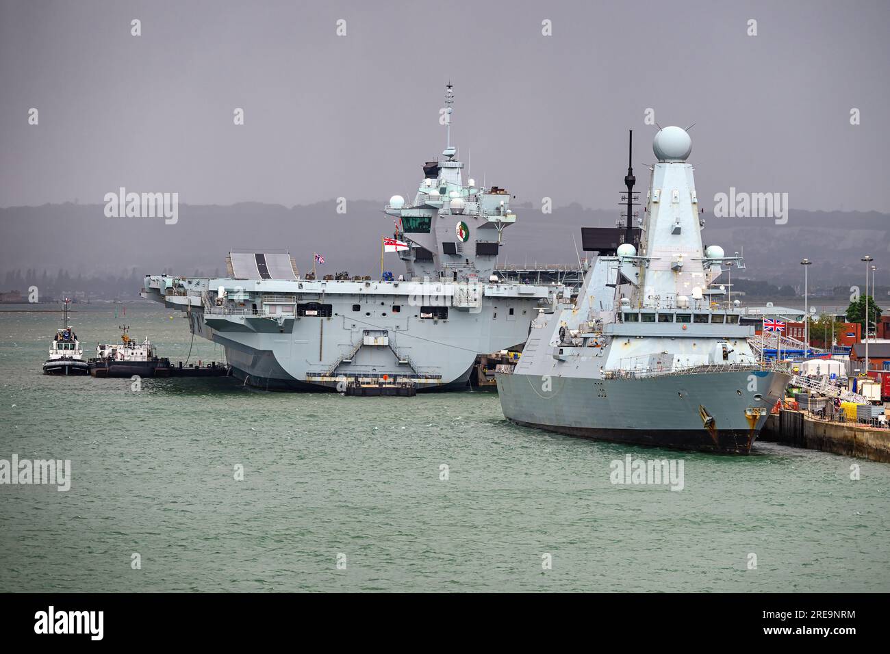 Royal Navy warships alongside at HM Naval Base in Portsmouth Harbour ...