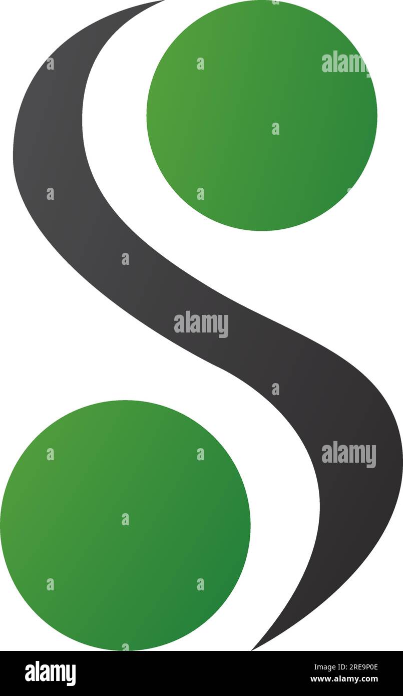Green and Black Letter S Icon with Spheres on a White Background Stock ...