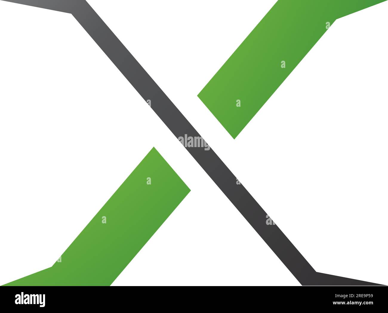 Green and Black Pointy Tipped Letter X Icon on a White Background Stock ...