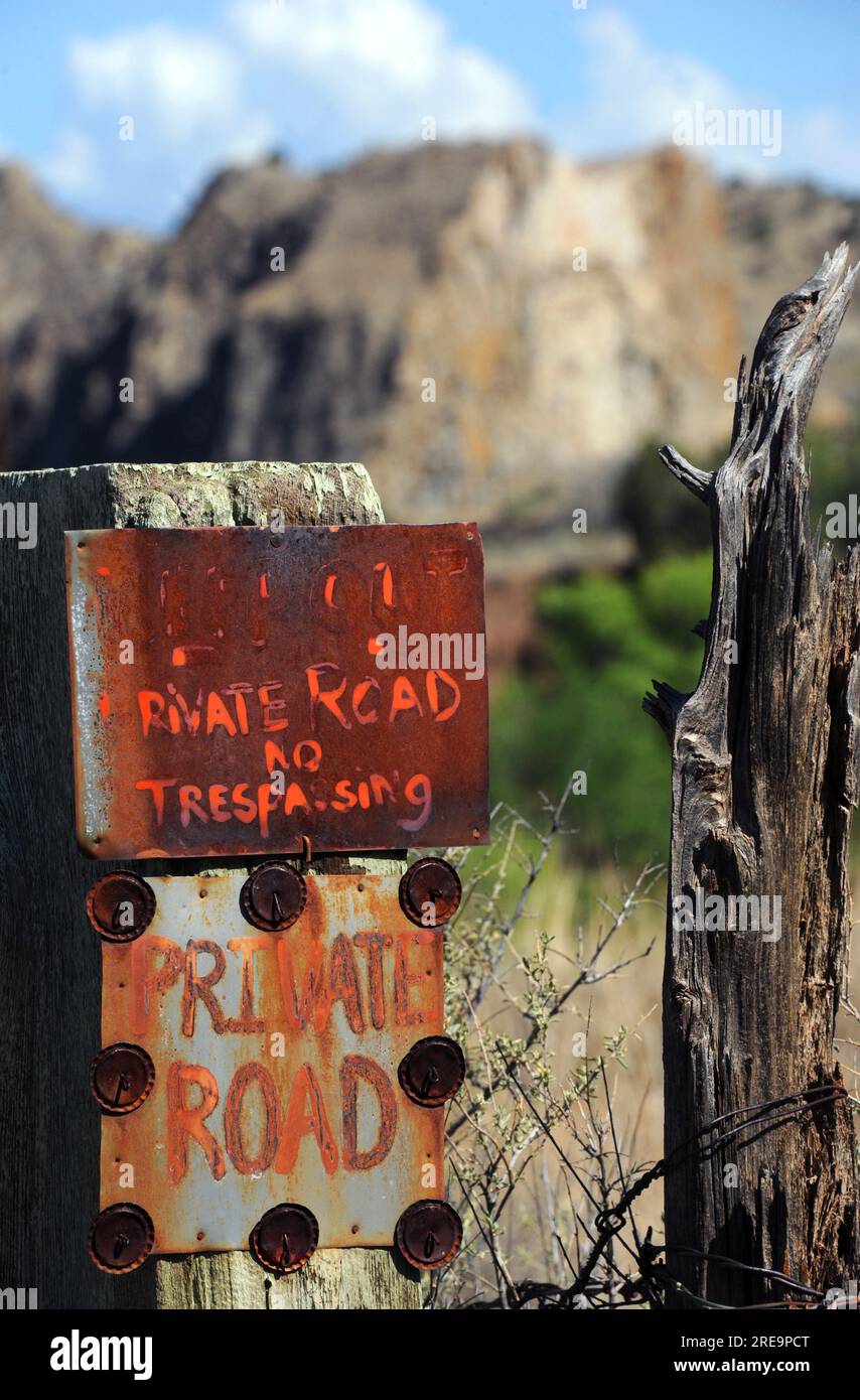These signs are very emphatic, keep out, private road and no ...