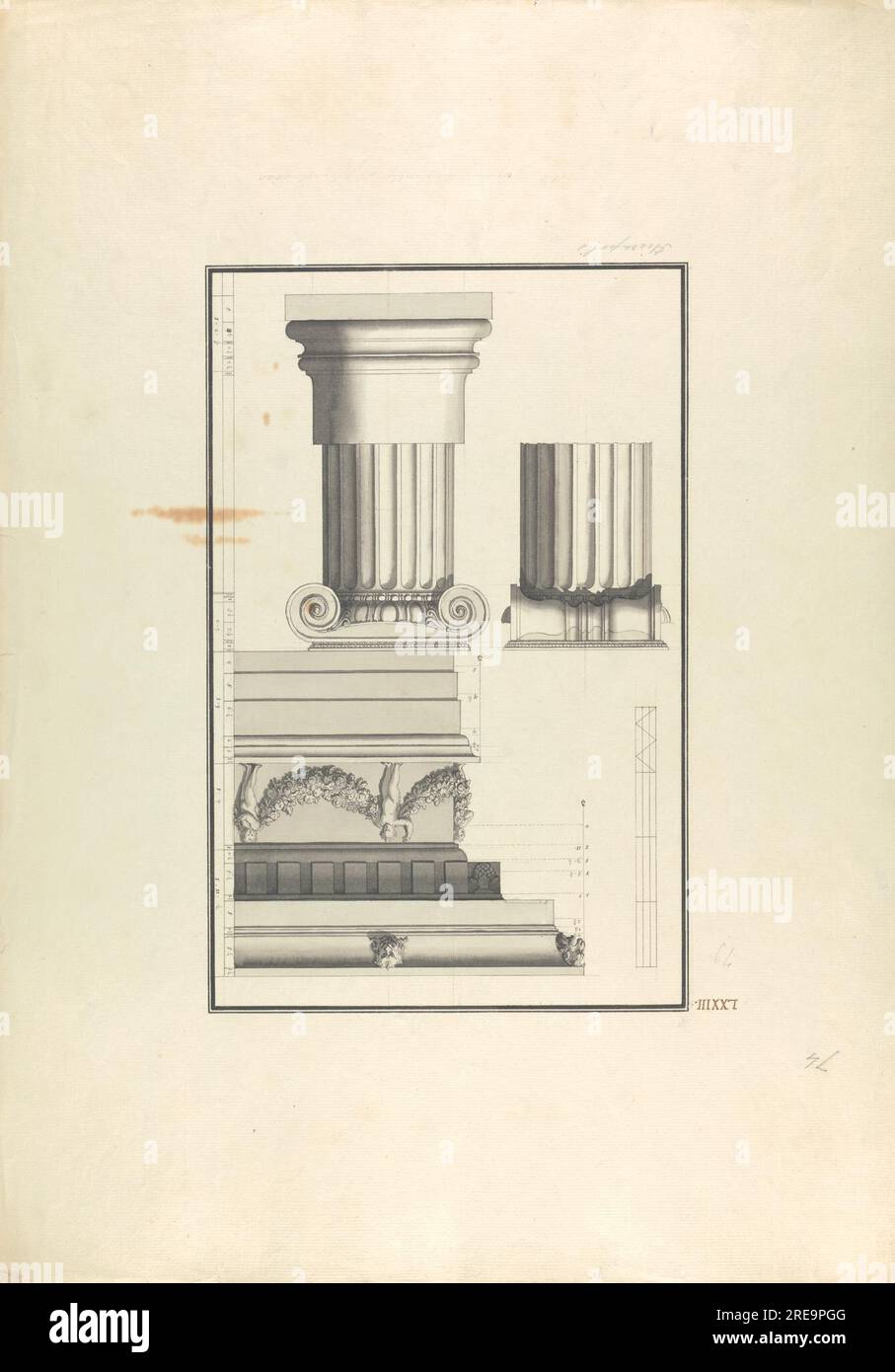 Details of an Ionic Capital, Column, and Frieze from Hierapolis (now ...