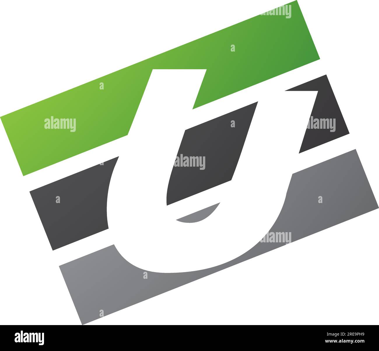 Green and Black Rectangular Shaped Letter U Icon on a White Background ...