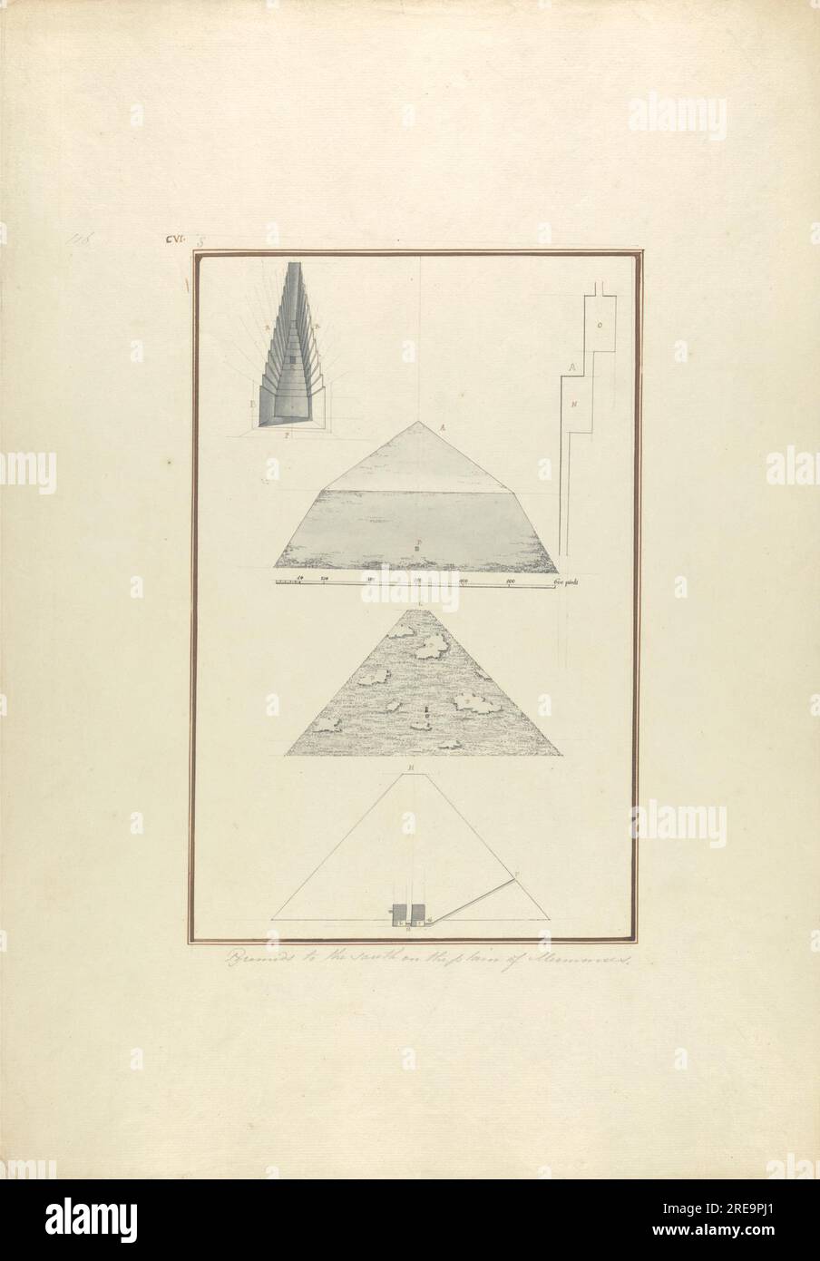 Plans and Views of Two Pyramids, One Cephron's at Giza circa 1750 by ...