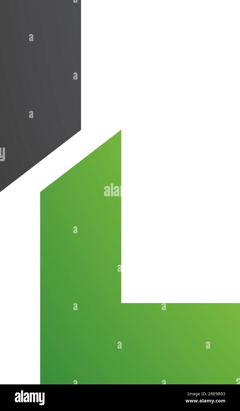 Green and Black Split Shaped Letter L Icon on a White Background Stock ...