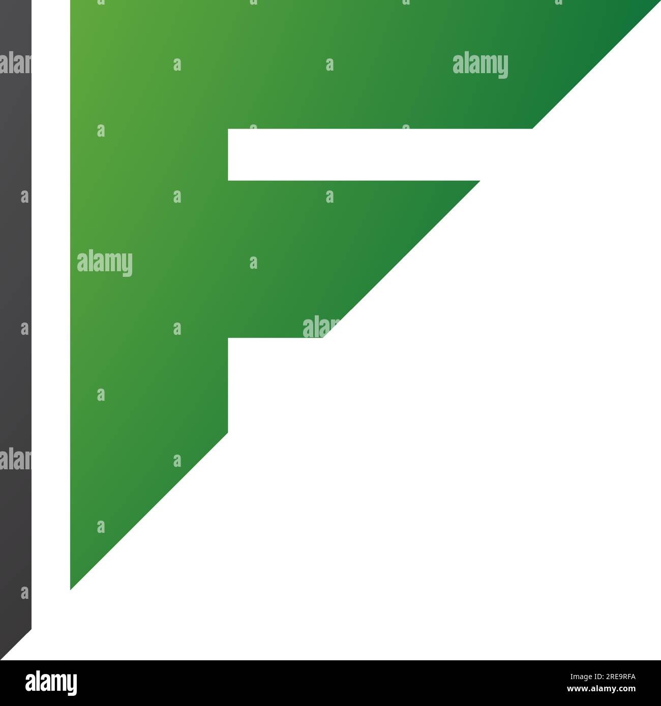 Green and Black Triangular Letter F Icon on a White Background Stock ...