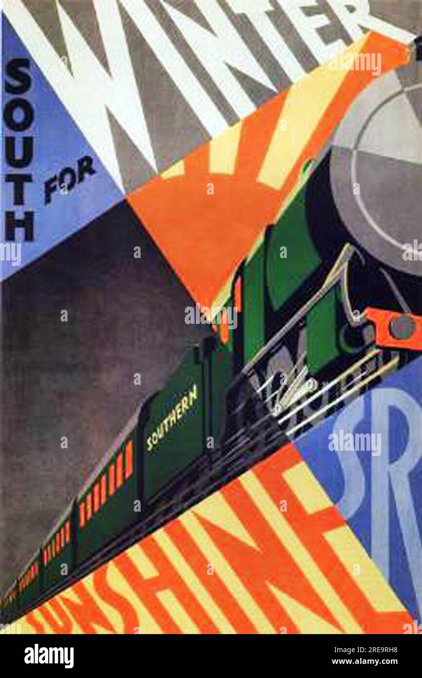 vintage reproduction railway travel posters Stock Photo - Alamy