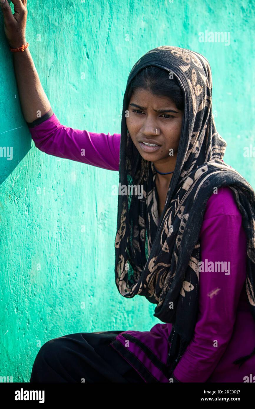 Portrait of a local girl from khajuraho. India Stock Photo - Alamy