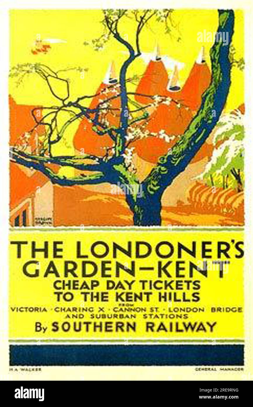 vintage reproduction railway travel posters Stock Photo - Alamy