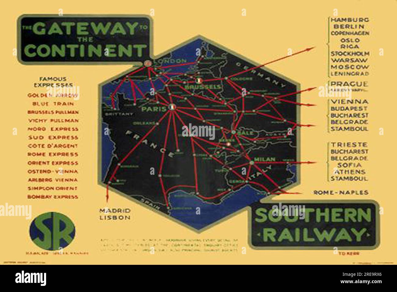 Retro train advertising posters hi-res stock photography and images - Alamy