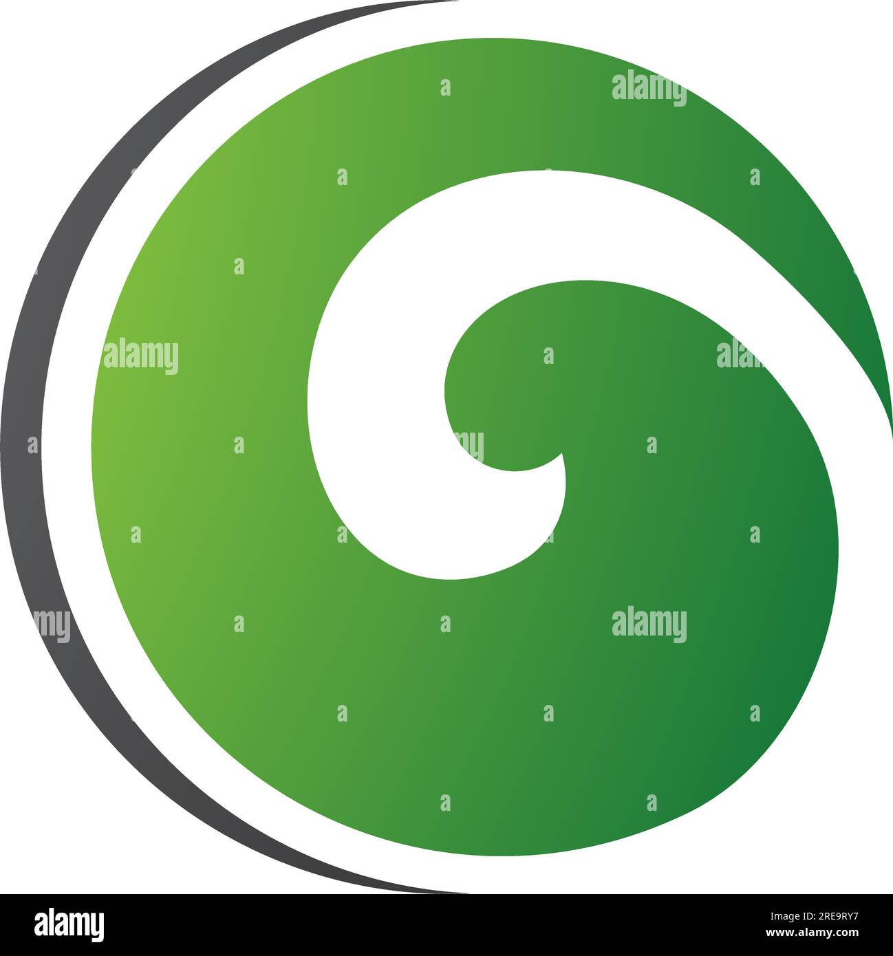 Green and Black Whirl Shaped Letter O Icon on a White Background Stock ...
