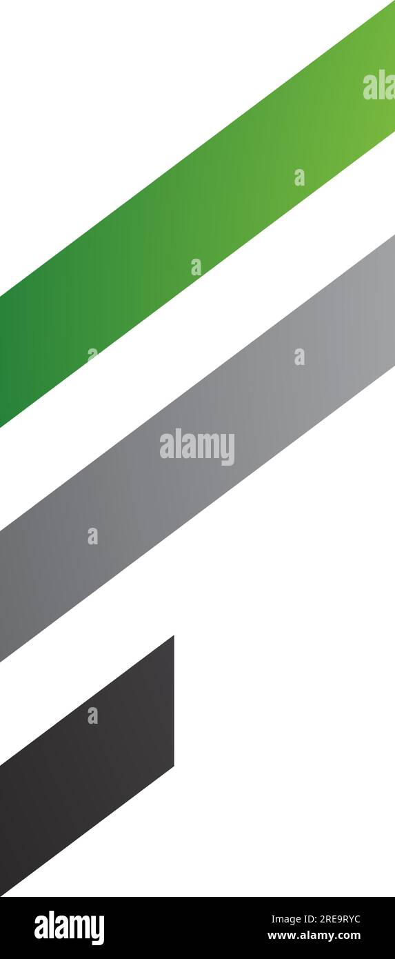 Green and Grey Letter F Icon with Diagonal Stripes on a White ...