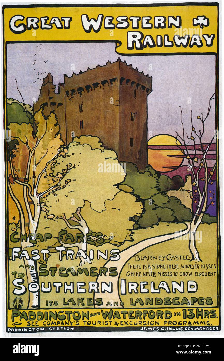 Retro train advertising posters hi-res stock photography and images - Alamy