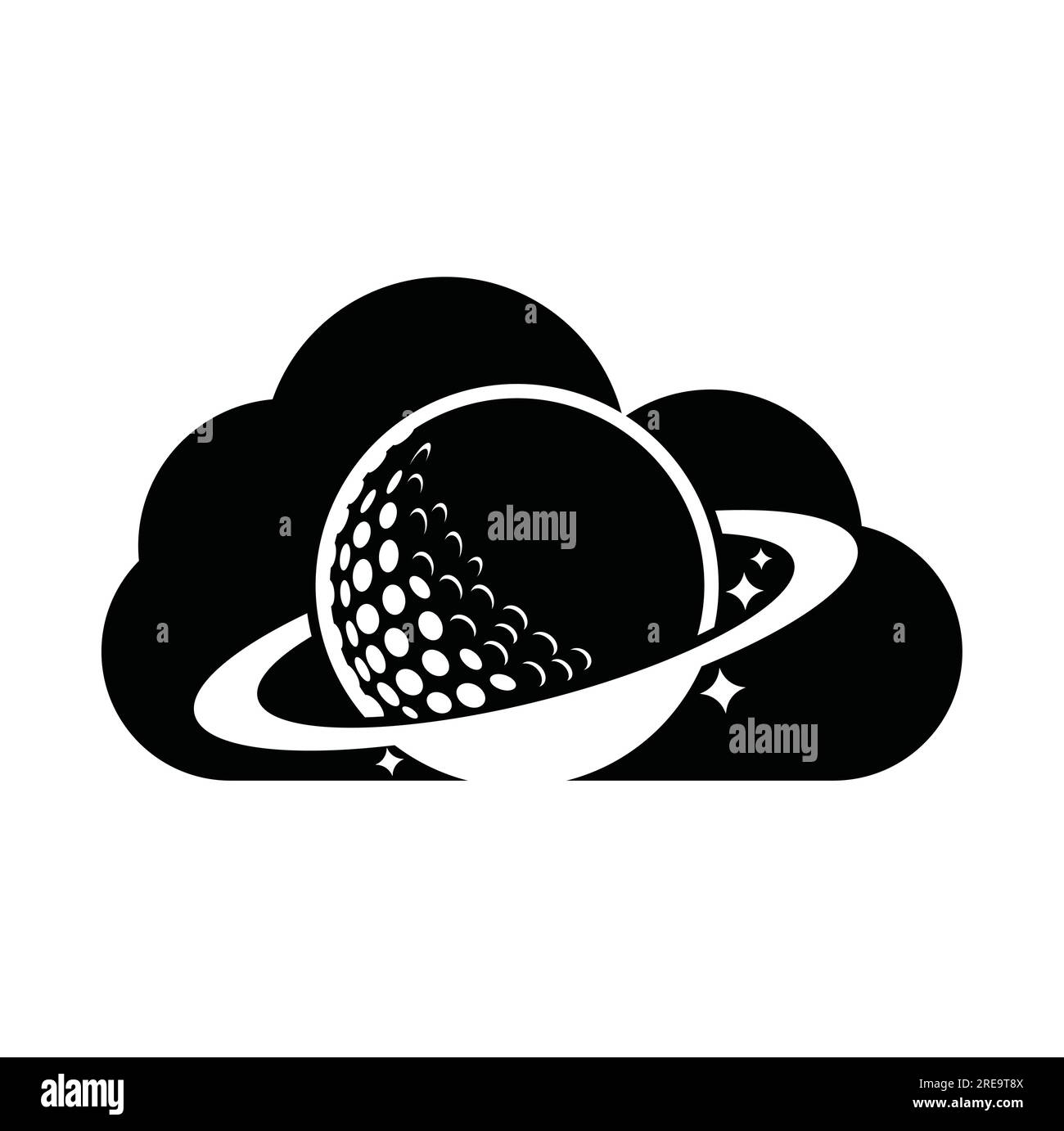 Planet golf and cloud shape vector logo design. Golf ball and planet ...