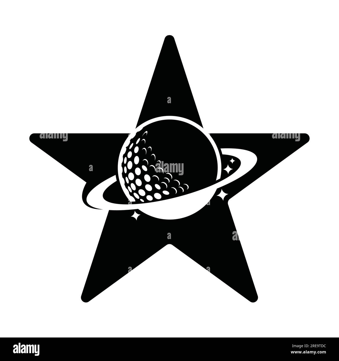 Planet golf and star shape vector logo design. Golf ball and planet ...