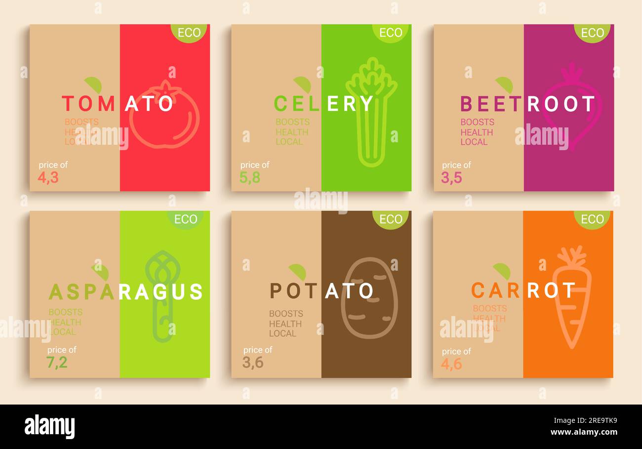 Set of vegetables cards Stock Vector Image & Art - Alamy