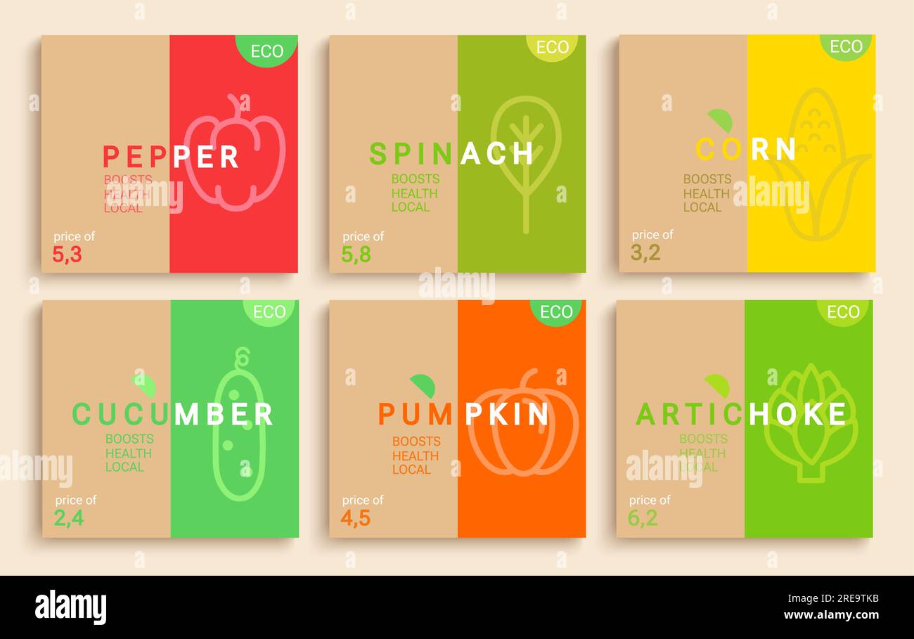 Set of vegetables cards Stock Vector Image & Art - Alamy