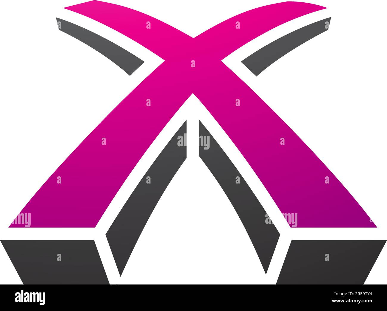 Magenta and Black 3d Shaped Letter X Icon on a White Background Stock ...